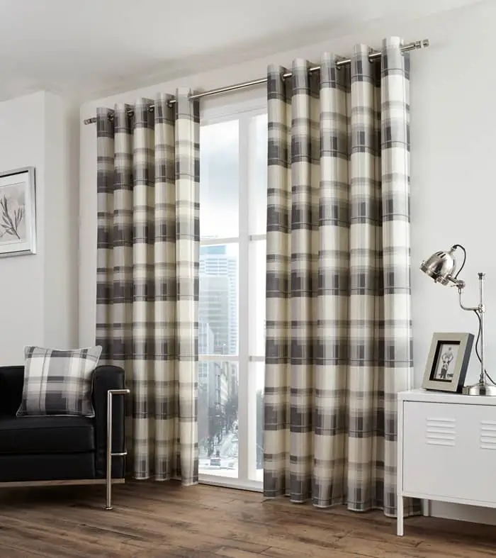 Shop Balmoral Check, Slate Ready Made Curtains UK